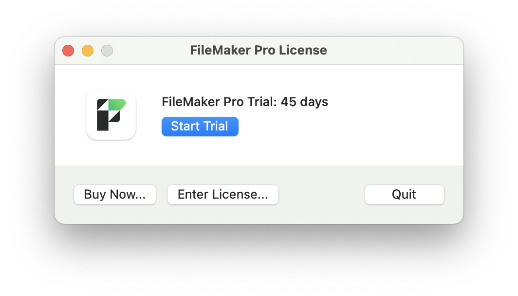 FileMaker Pro Installation and Trial Conversion using a License Certificate